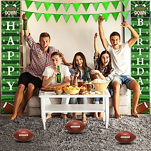 Batiyeer Football Happy Birthday Porch Sign Banner Football Bowl Game Sports Fan Supplies Football Themed Boy Birthday Party Favors Photo Booth Props Wall Hanging
