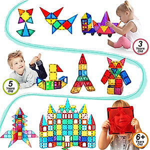 NVHH Magnetic Tiles for 3 4 5 6 7 8+Year Old Boys Girls 72PCS Oversize 3D Magnetic Building Blocks for Kids Age 3-5/STEM Toys for 4-8 Christmas Birthday Gifts