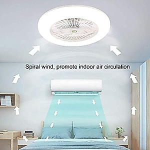 Modern Ceiling Fan with Lights,Adjustable Speed,Remote Control, 22 inch Invisible Acrylic Dimmable Lighting Fan Chandelier for Bedrooms Workout Room in White