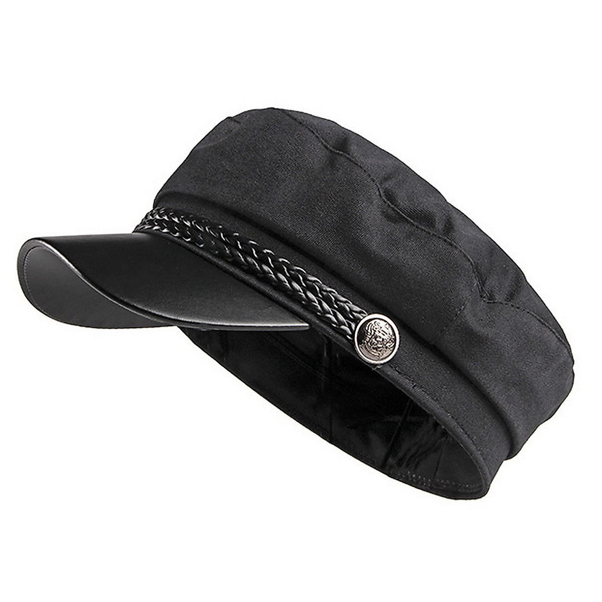 Brcus Men Women Yacht Captain Sailor Hat Newsboy Cabbie Baker Boy Peaked Beret Cap Black