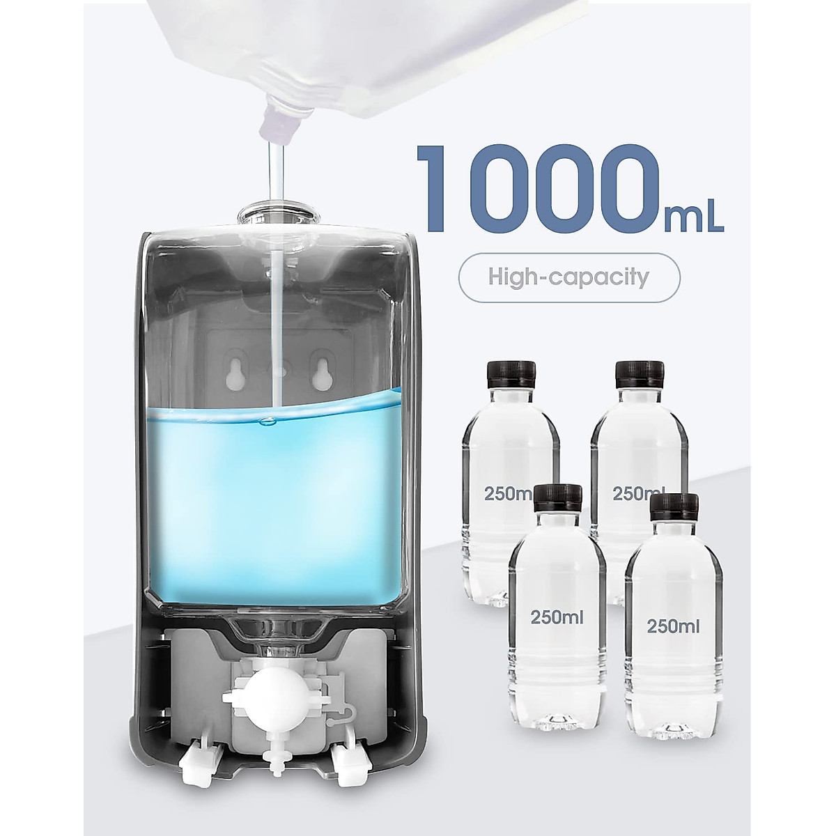 Manual Foaming Soap Dispenser, 35 oz (1000ml) Refillable Wall-Mount Foam Hand Soap Dispenser-Dark Grey, CD.PANG