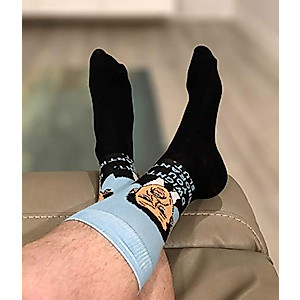 Balanced Co. Dwight You Ignorant S. Dress Socks Michael Scott Socks Funny Socks Crazy Socks Casual Socks (Black/Light Blue)
