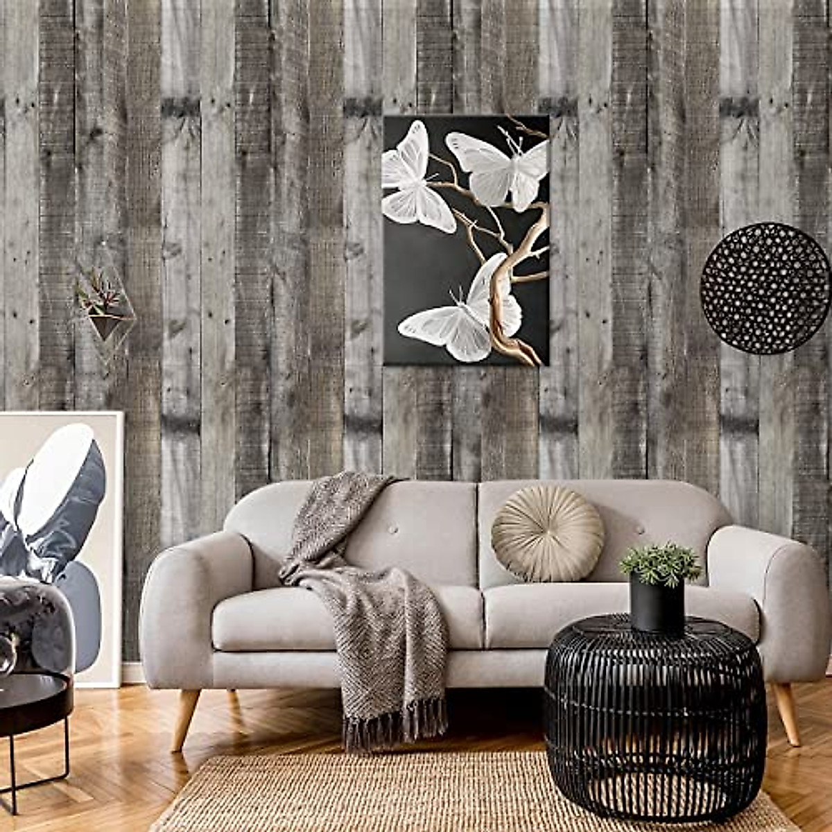 Livebor Grey Wood Wallpaper Peel and Stick Wallpaper Contact Paper 17.7inch x 118.1inch Shiplap Wood Peel and Stick Wallpaper Faux Wood Plank Wall Paper Barnwood Contact Paper Self Adhesive Decor