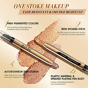 CCbeauty Matte Eyeshadow Stick Set, Cream Eye Shadow Pencil Crayon Eye Brightener Highlighter Makeup Stick Kit, Hypoallergenic Longwear Waterproof Metallic Glitter Eyeliner Makeup, Nude