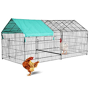 MGHH 87" x 40"Large Metal Chicken Coop Run Rabbit Enclosure Pen with Waterproof Cover Outdoor Backyard Farm Chicken Pen Cage Crate Pet Playpen Exercise Pen for Rabbit Duck Hen