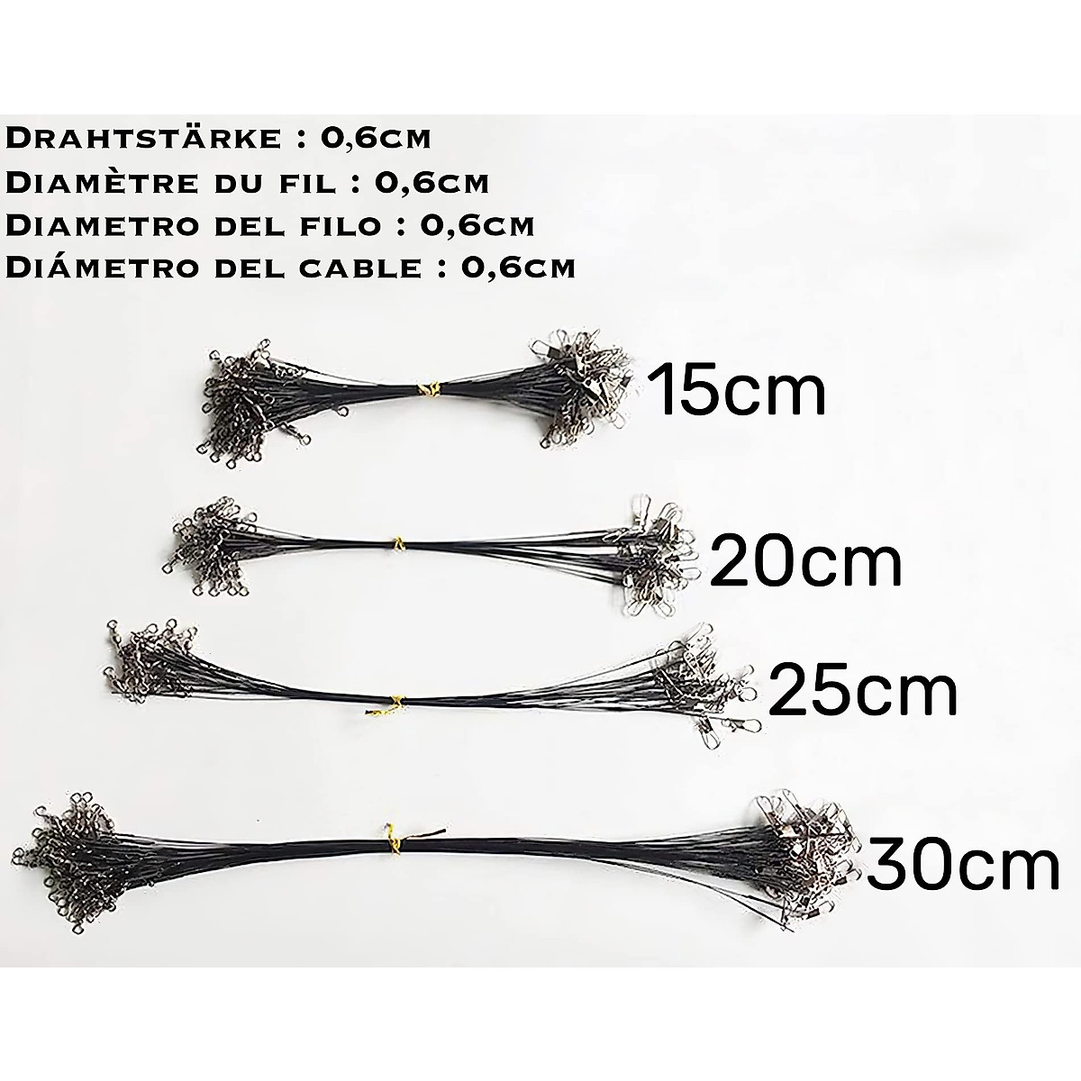 PISCORUSH 50pcs Fishing Wire Leaders Nylon-Coated Fishing Line Trace Lure Leaders with Swivels and Snaps Stainless Steel Fishing Tackle Leaders Tackle (Red, 8inch 50PCS)