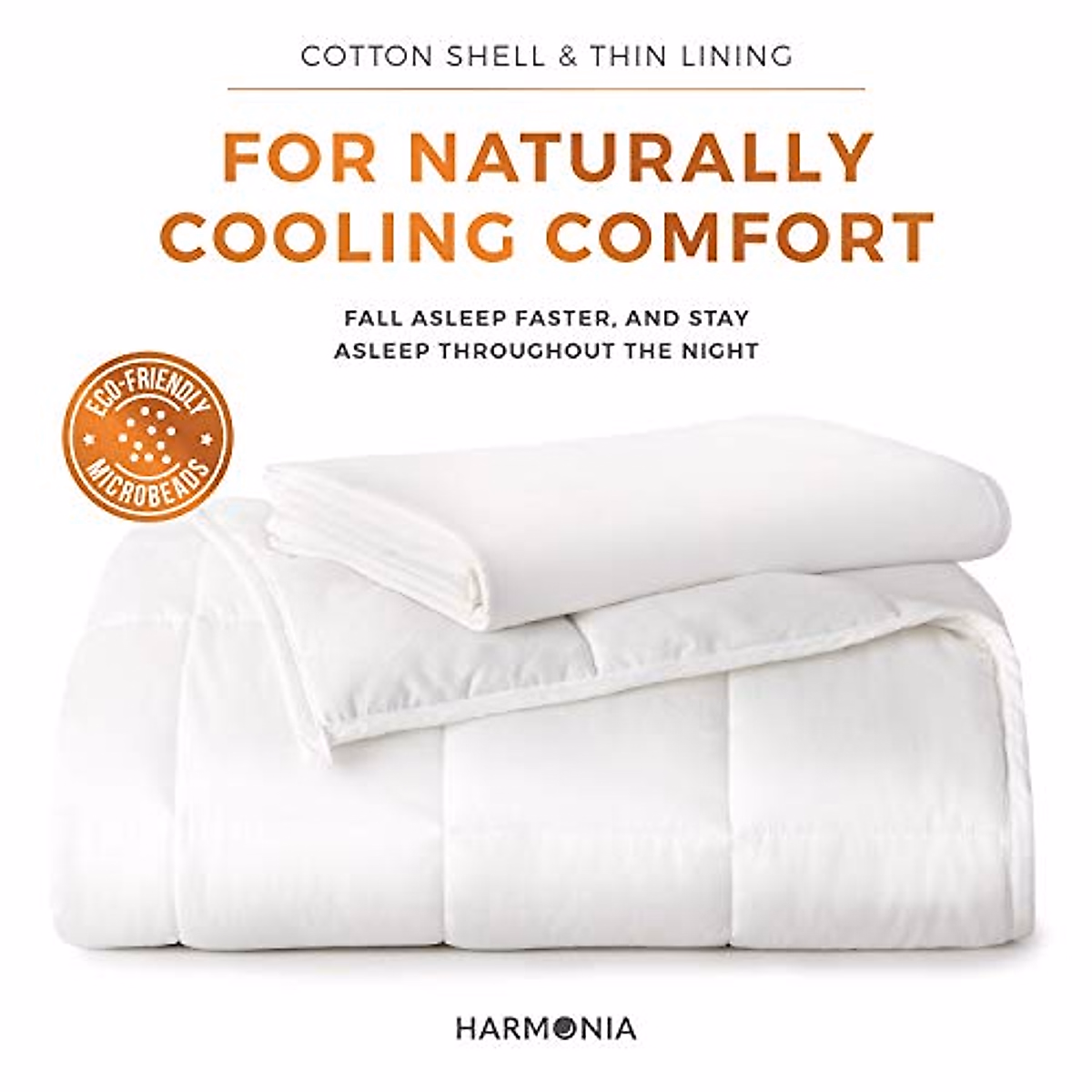 Harmonia Blanket 20 lbs :: Cotton Shell, Glass Bead Fill, 60" x 80", White + Duvet Cover, Weighted Blanket Adult 20 lbs