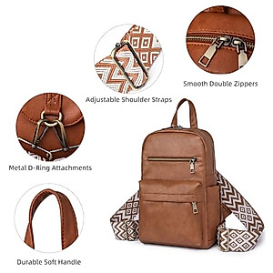 ALUSBELL Vintage Sling Bag Sling Backpack for Men Women, Vegan Leather Crossbody Bag Fanny Packs, Fashion Chest Bag Daypack with 2 Adjustable Straps,Brown