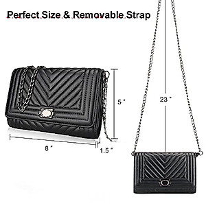 Leather Crossbody Bag for Women Purse Small Handbags Black Crossbody Purse Chain Shoulder Strap Bag Flap Bag Quilted Mini Cross Body Cell Phone Wallet Girls Ladies Clutch Bag