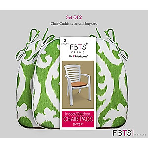 FBTS Prime Outdoor Seat Cushions Set of 2 Patio Chair Cushions with Ties 16x17 Inch Green Paisley U-Shape Chair Pads for Outdoor Patio Furniture Garden Home Office