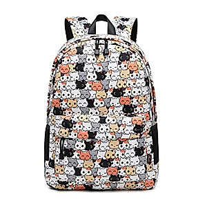 Teecho Cute Backpack for Girl Roomy College Middle Day Bag For Girl Women Knapsack Cat