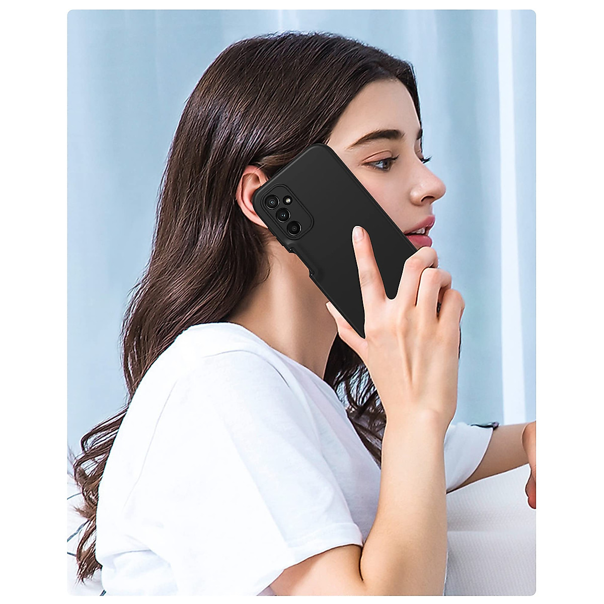 FNTCASE for Samsung Galaxy A14-5G Case: Shockproof Silicone Protective Phone Case with Built-in Screen Protector - Slim Dual Layer Rugged Sturdy Drop Proof TPU Protection Cover (Plain Black)