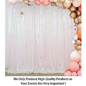ShinyBeauty Sequin Backdrop Curtain 5FTx7FT Iridescent White Sequin Photo Booth Backdrop Window Curtain DIY Wedding Backdrop Shimmer Backdrop Baby Shower Backdrop Grad Party Birthday Backdrop