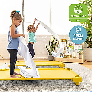 ECR4Kids Stackable Kiddie Cot, Standard Size, Classroom Furniture, Ready-To-Assemble, Yellow, 6-Pack