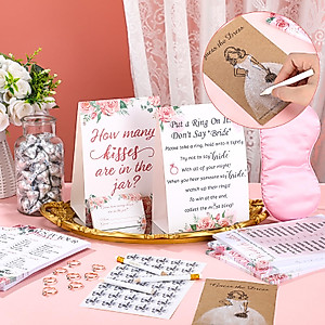 Blueweenly 9 Sets Wedding Bridal Shower Games for 50 Guests - Put a Ring, Would She Rather, Guess The Dress, How Many, Guess Who, Pin The Ring, Wishes