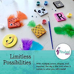 Pinwheel Crafts Magnetic Mini Tile Art Kit - DIY Kids Arts and Crafts Painting Kit - Decorate Cute Refrigerator or School Locker Magnets, Mini Art Items - Paint for Party Favors or Birthday Gifts