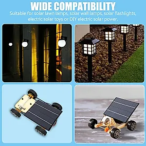 Folgtek 2W 12V Solar Panel DIY Battery Solar Charger Board + Tiger Clip- Perfect for Outdoor Charging Batteries and Low-Power Electronic Products