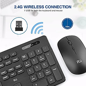 Wireless Keyboard and Mouse Combo - Rii Standard Office for Windows/Android TV Box/Raspberry Pi/PC/Laptop/PS3/4 (1PACK)