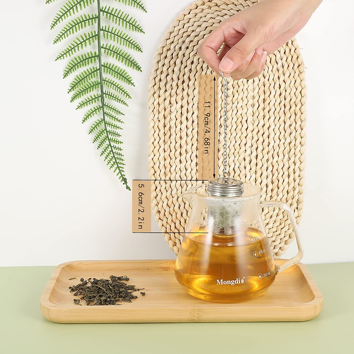 2 Pack Tea Strainers for Loose Tea 304 Stainless Steel Tea Infuser Mesh Loose Leaf Tea Steeper Tea Diffuser with Chain Hook and Threaded Lid for Black Tea, Spices and Seasonings