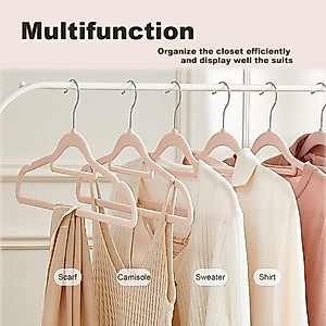 Magazi,ZCVAcom Plant Velvet, Velvet, Non-Slip Suit Hanger - Pack of 10 (Rice White)