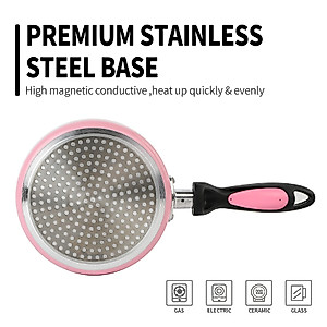 RATWIA Nonstick Frying Pan,Mini Egg and Omelet Pan-6 Inch, Induction Skillet Stone Coating Multipurpose Pan,PFOA Free,Pink