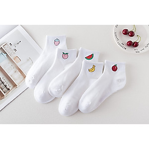 Joylife Fruit Embroidered Ankle Socks Cute Low Cut Socks for Women, Ladies, Girls, 10 Pack