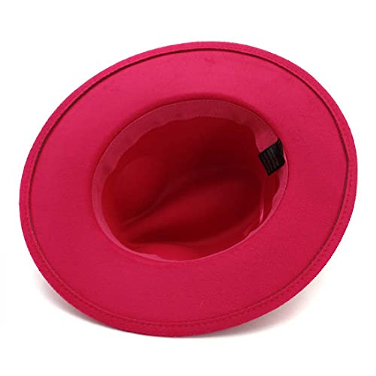 DT DANTIYA Women's Classic Wide Brim Wool Fedora Hat with Belt Buckle Felt Panama Hat Rose Red