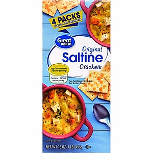 Pack of 6 - Great Value Original Saltine Crackers, 4 Count, 16 oz