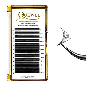 QUEWEL Volume Eyelash Extensions | 0.03-0.12mm | C/CC/D/DD Curl | 8-25mm Length | Easy Fan 2D-20D Self Fanning Volume Lashes 0.07D Mix-8-15mm Long Lasting Blooming Lashes(0.07D Mix8-15)