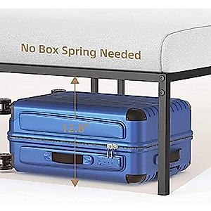 ELETHEBIA Queen Bed Frame Platform,14 Inch Metal Queen Size Bed Frames No Box Spring Needed,Heavy Duty Steel Slat Mattress Foundation,Easy Assembly,No Noise and No Shaking