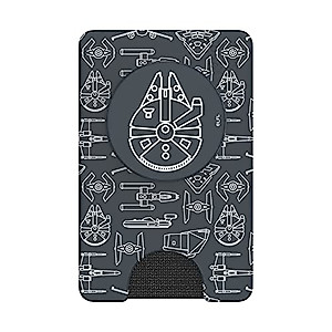PopSockets Phone Wallet with Expanding Grip, Phone Card Holder, Wireless Charging Compatible, Star Wars - Millennium Falcon