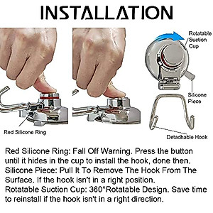 INSTAGOBO Suction Cup Hooks, Heavy Duty Suction Hooks for Shower Kitchen Glass Mirror Tile, Loofah Coat Robe and Towel Hooks Waterproof and Rustproof,Chrome-Plated Bathroom Kitchen Hooks (4 Pack)