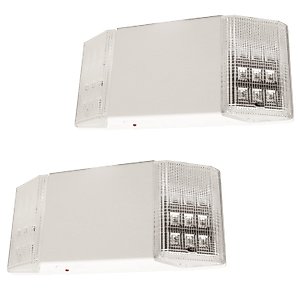 LFI Lights | Emergency Light | White Housing | Two LED Fixed Heads | Hardwired with Battery Backup | UL Listed | (2 Pack) | EL-FX