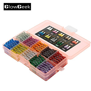 GlowGeek 100pcs Assorted Auto Car Truck Standard Blade Fuse Assortment 2A 3A 5A 7.5 A 10A 15A 20A 25A 30A 35A Car Boat Truck SUV Automotive Replacement Fuses