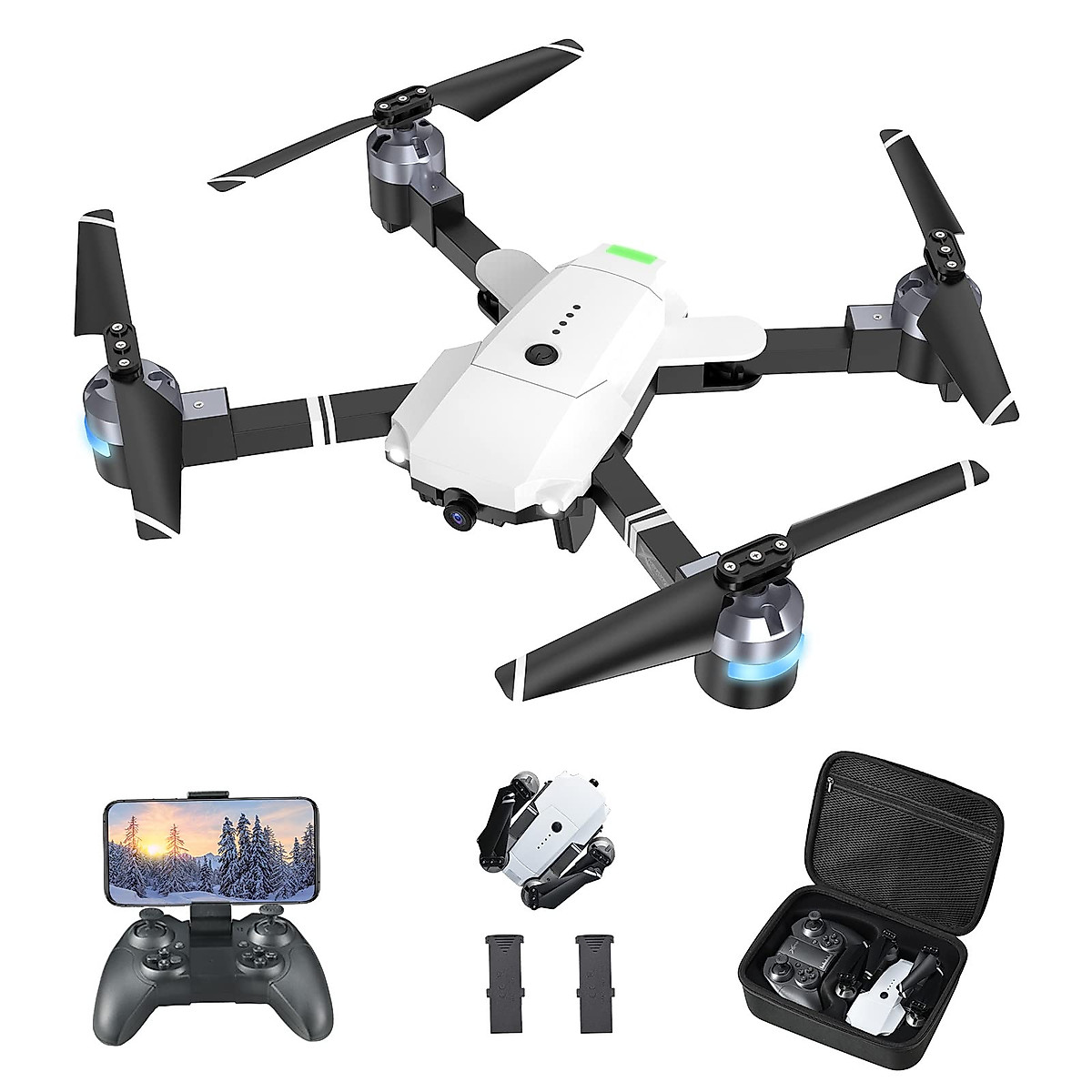 Drone with Camera for Adults & Kids,ATTOP Skyquad Drone Foldable 1080P FPV Drone w/3 Batteries & Carrying Case,RC Quadcopter of 30 Mins Flight Time,120°FOV,Voice&Gesture Control,One-key Return,3D Flip