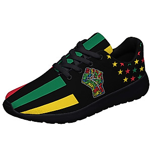 Juneteenth Black Woman Walking Shoes Lightweight Freedom Running Shoes Men Outdoor Fashion 1865 Sneaker Black Size 7.5