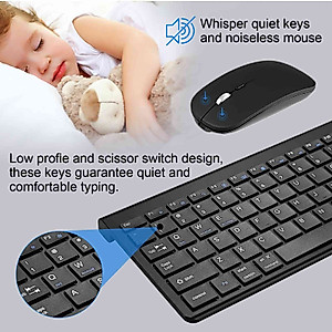 UrbanX Plug and Play Compact Rechargeable Wireless Bluetooth Full Size Keyboard and Mouse Combo for Microsoft Surface Duo 2 supports Windows, macOS, iPadOS, Android, PC, Mac, Laptop, Tablet -Black