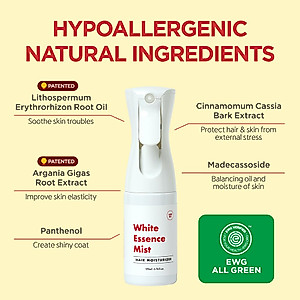 JAYU PET White Essence Mist - Dog Itch Relief, Hypoallergenic Soothing Spray, Dandruff & Dry Skin Spray (170ml, 5.8fl oz)