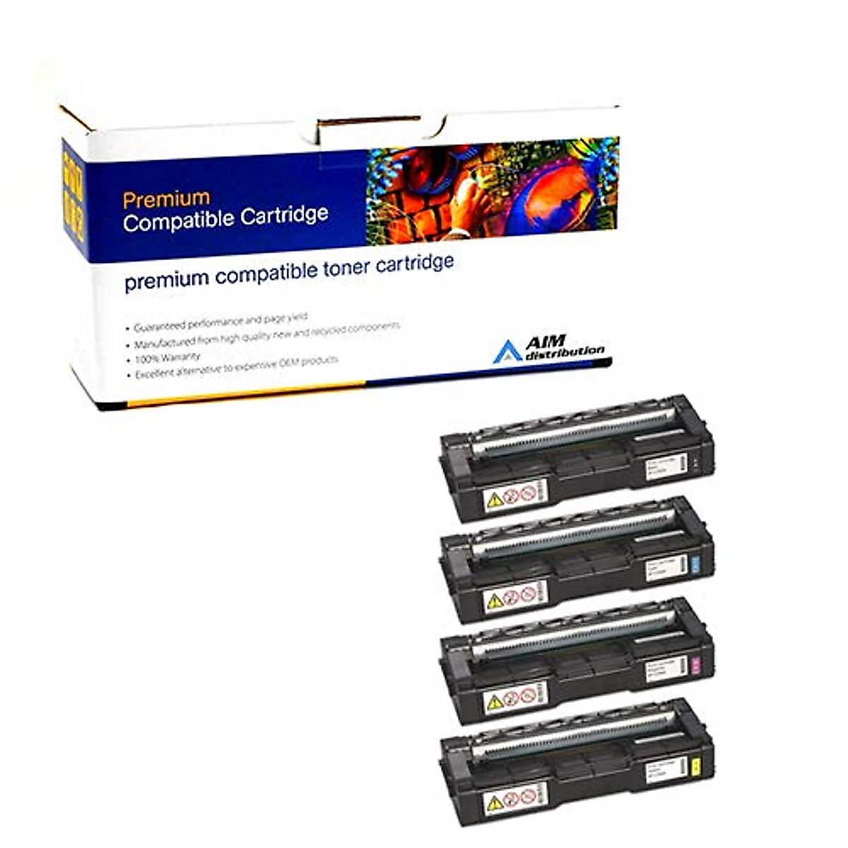 AIM Compatible Replacement for Ricoh SP-C250/261 Toner Cartridge Combo Pack (BK/C/M/Y) (Type C250A) (40753MP)