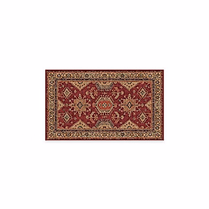 RUGGABLE Cambria Washable Rug - Perfect Vintage Area Rug for Living Room Bedroom Kitchen - Pet & Child Friendly - Stain & Water Resistant - Ruby 3'x5' (Standard Pad)