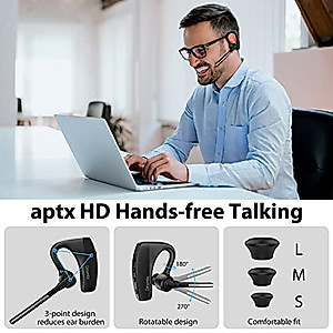 Conambo Bluetooth Headset V5.1, 720hrs Standby Wireless Headset CVC8.0 Multi Mic Noise Cancelling Bluetooth Earpiece for Cellphone iPhone Android Samsung