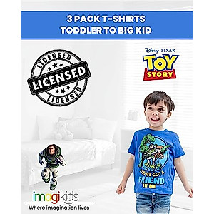 Disney Pixar Toy Story Buzz Lightyear Woody Rex Toddler Boys 3 Pack Graphic T-Shirts Multi 2T