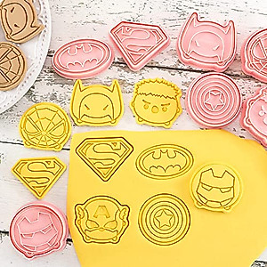 Crethinkaty Cartoon Cookie Cutter-8 Plastic Cookie Stamp- Cartoon Fun Cookie Mold, Children's Baking Set.