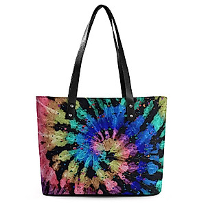 Womens Handbag Tie Dye Pattern Leather Tote Bag Top Handle Satchel Bags For Lady