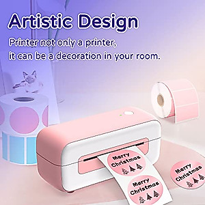Phomemo Pink Label Printer, Thermal Label Printer for Shipping Packages, Shipping Label Printer with 4X6'' Direct Thermal Shipping Labels，500 Fan-Fold Labels