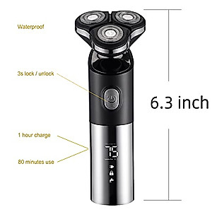 Electric Razor for Men, Electric Face Shavers Waterproof Men's Rotary Shaving Mens Beard Razors Cordless USB Rechargeable for Wet Dry Travel Shaver, Gift for Dad Husband