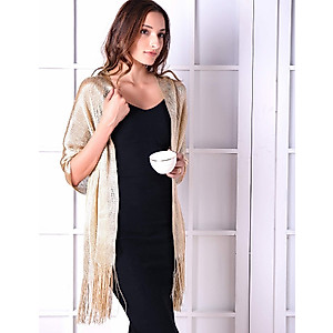 MissShorthair Women's Sparkle Shawls and Wraps for Party Dresses 01 Champagne Gold
