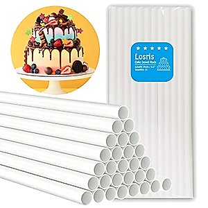 Losris White Plastic Cake Dowel Rods for Tiered Cake Supports 0.4 Inch Diameter Cake Sticks for Stacking Round Cake Straws (12inch-12pieces)