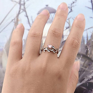 PRAYMOS 925 Sterling Silver Pink Rings October Birthstone Ring Weddding Promise Cute Rings Christmas Gifts