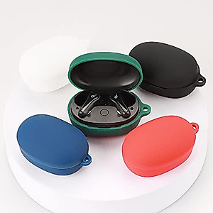 2 Pack DAYJOY Soft Silicone Protective Case Cover Compatible with Anker Soundcore Life Note E Earbuds, Protective Skin Sleeve with Carabiner (Black+Blue)